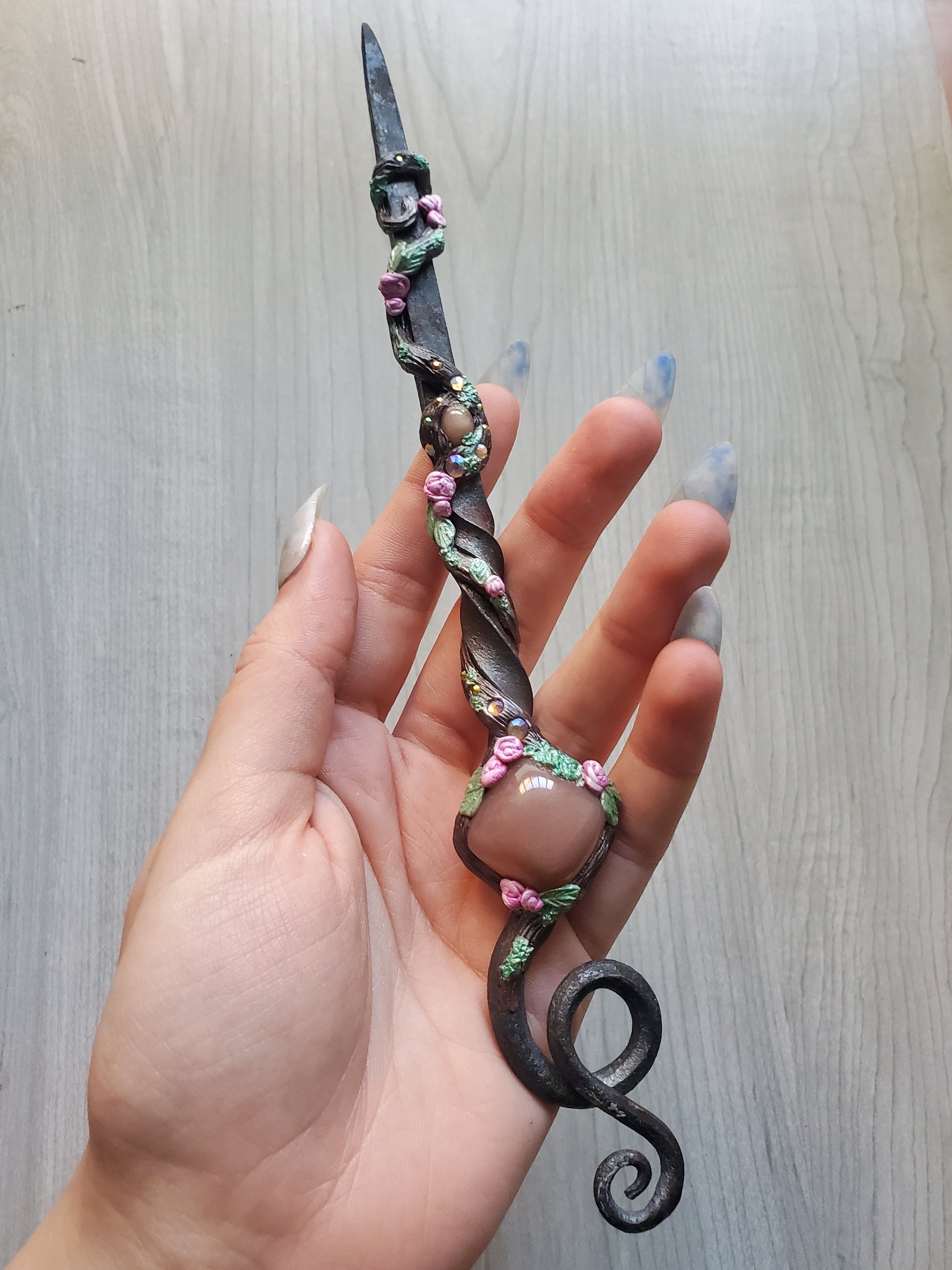 Peach Moonstone Crystal Wand | Mystic Earth x Volundr Forge