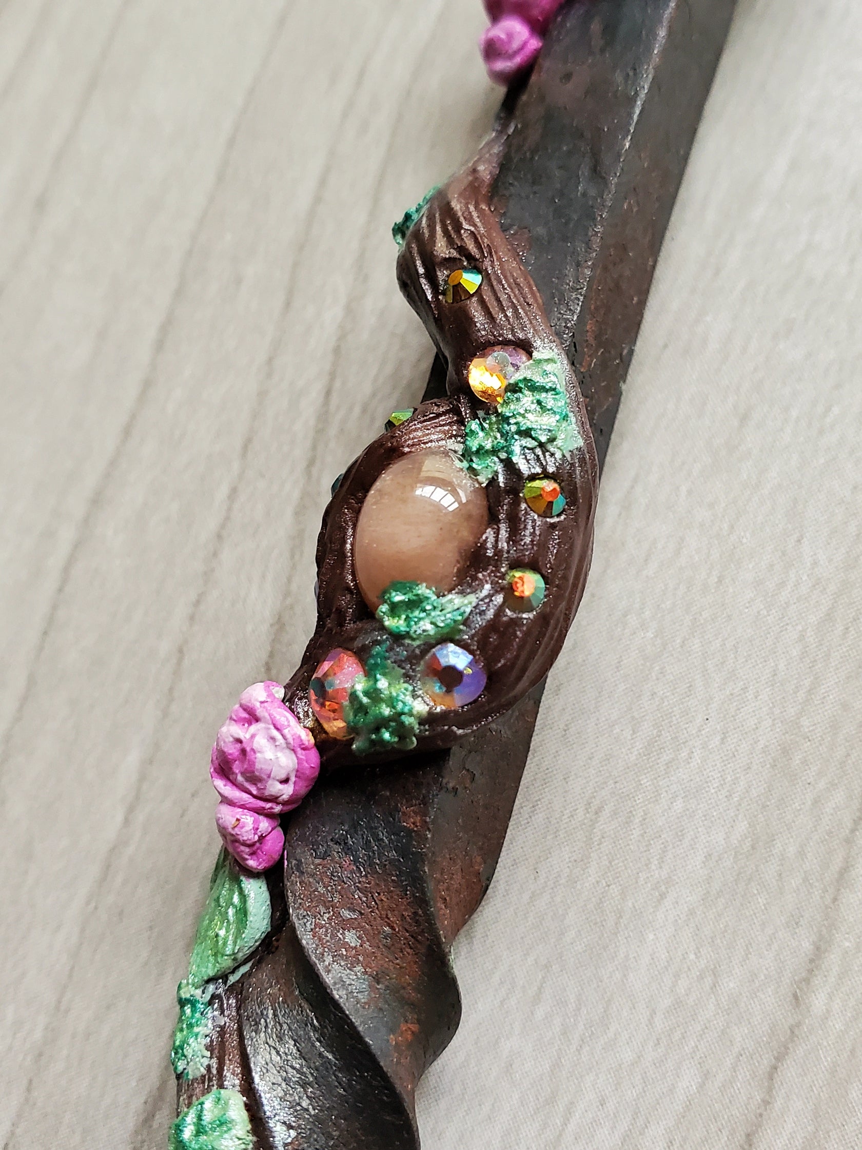 Peach Moonstone Crystal Wand | Mystic Earth x Volundr Forge