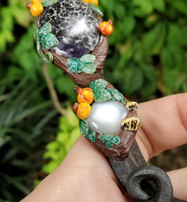 Mystic Earth x Volundr Forge Tiffany Stone Wand with Pumpkins