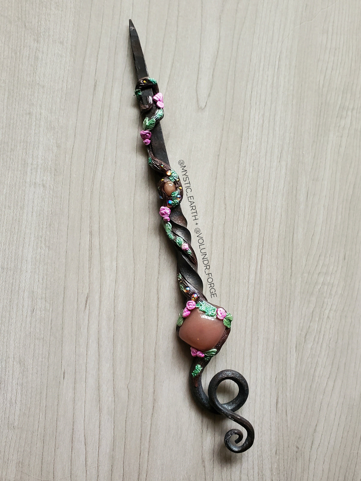 Peach Moonstone Crystal Wand | Mystic Earth x Volundr Forge