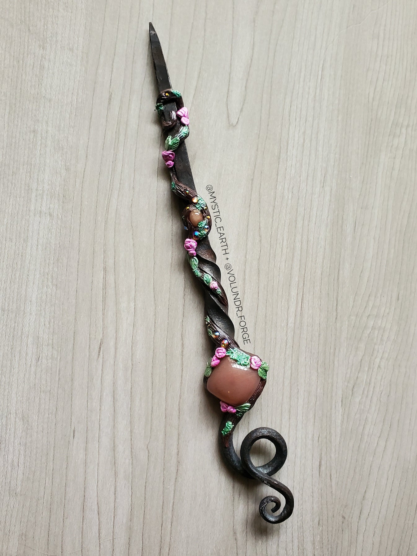 Peach Moonstone Crystal Wand | Mystic Earth x Volundr Forge