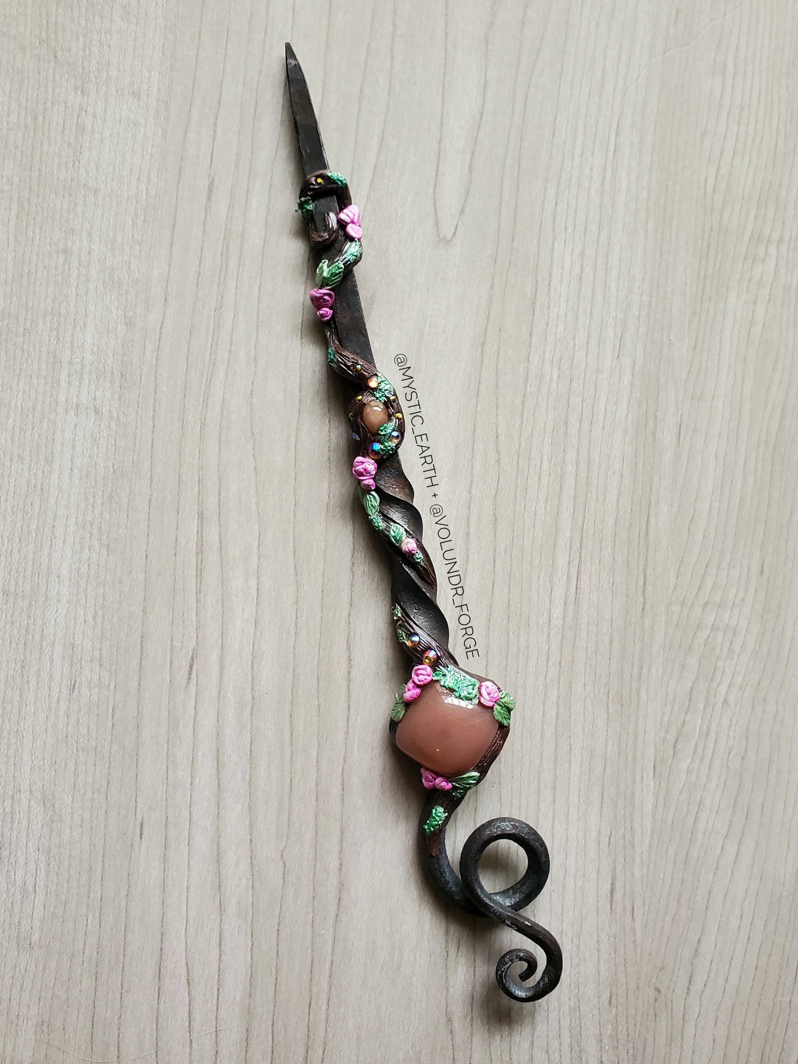 Peach Moonstone Crystal Wand | Mystic Earth x Volundr Forge