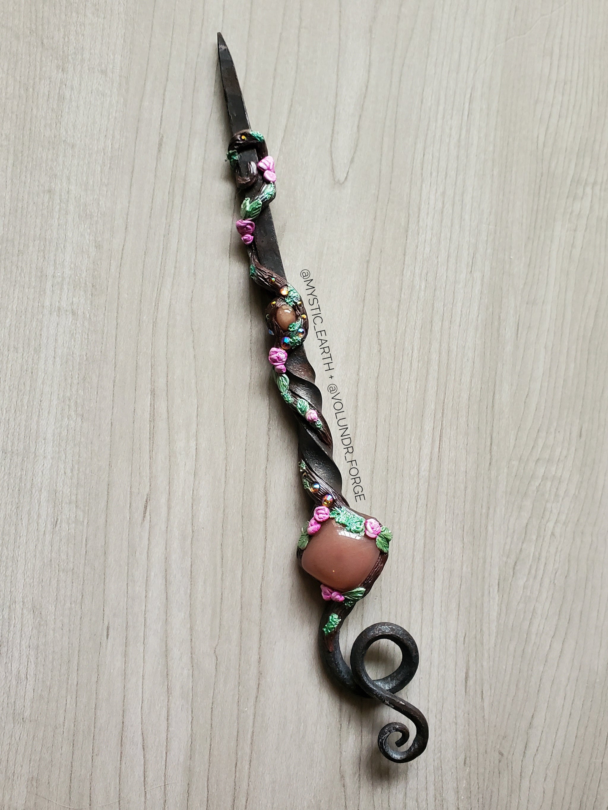 Peach Moonstone Crystal Wand | Mystic Earth x Volundr Forge