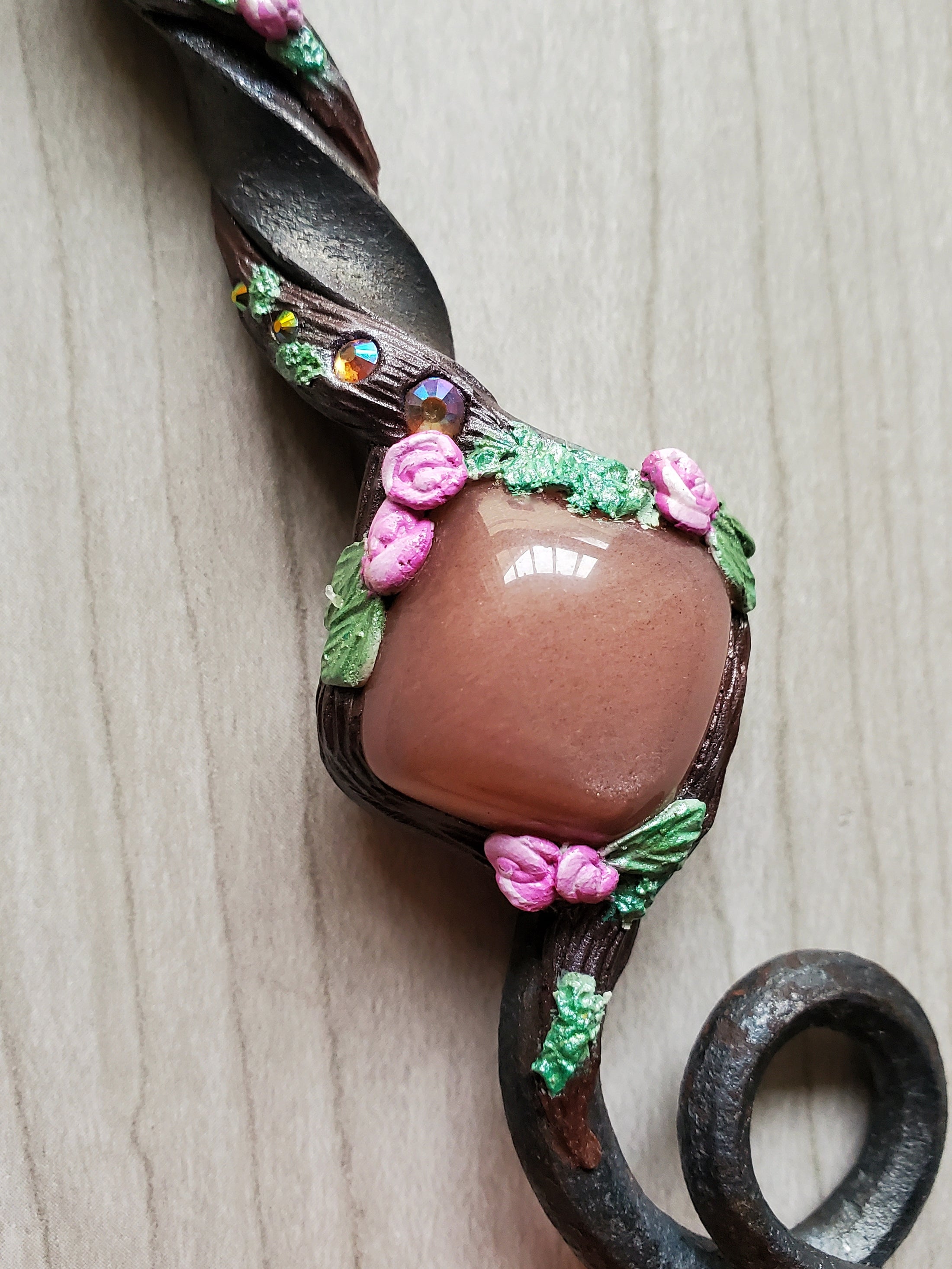 Peach Moonstone Crystal Wand | Mystic Earth x Volundr Forge