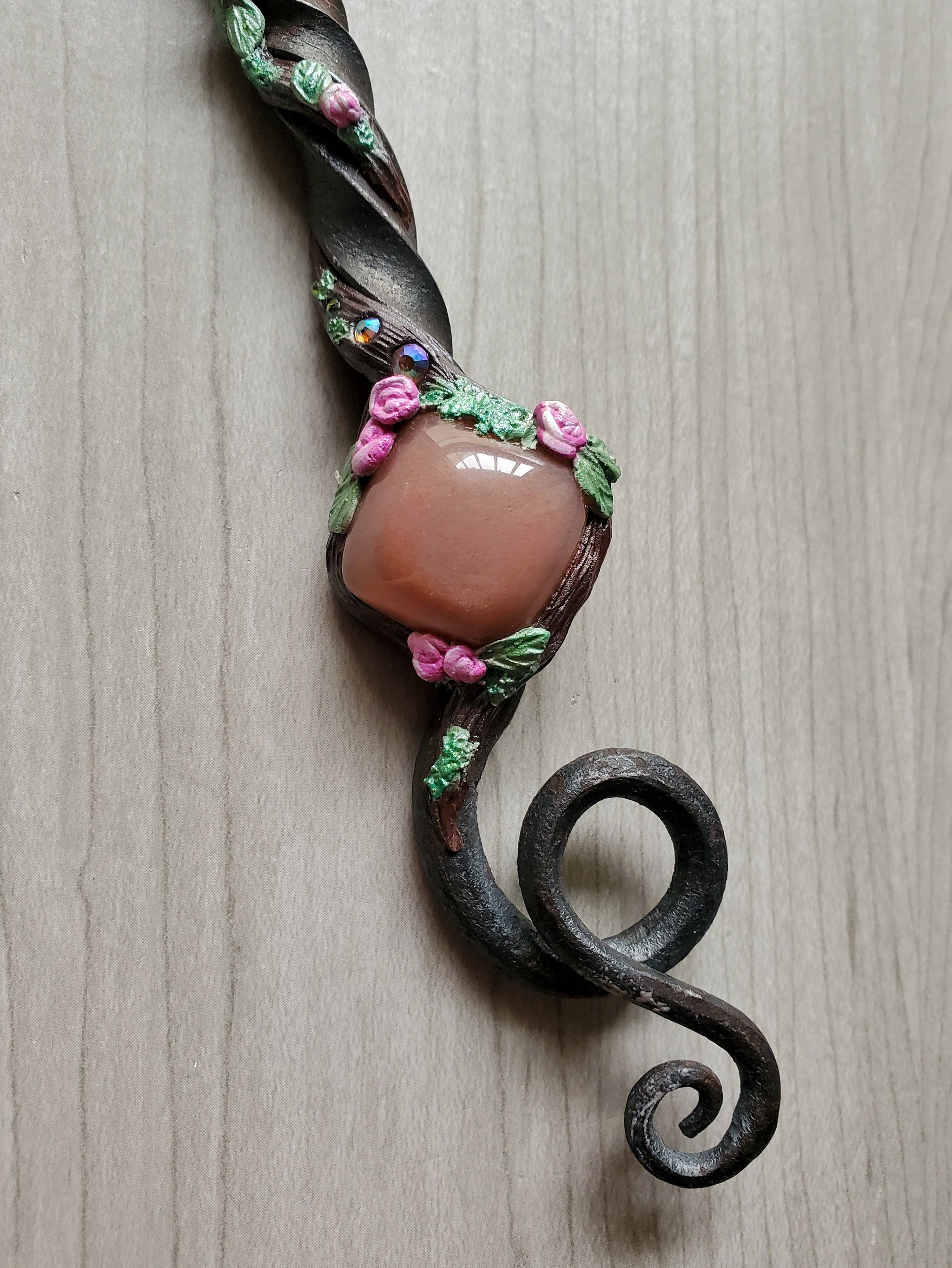 Peach Moonstone Crystal Wand | Mystic Earth x Volundr Forge