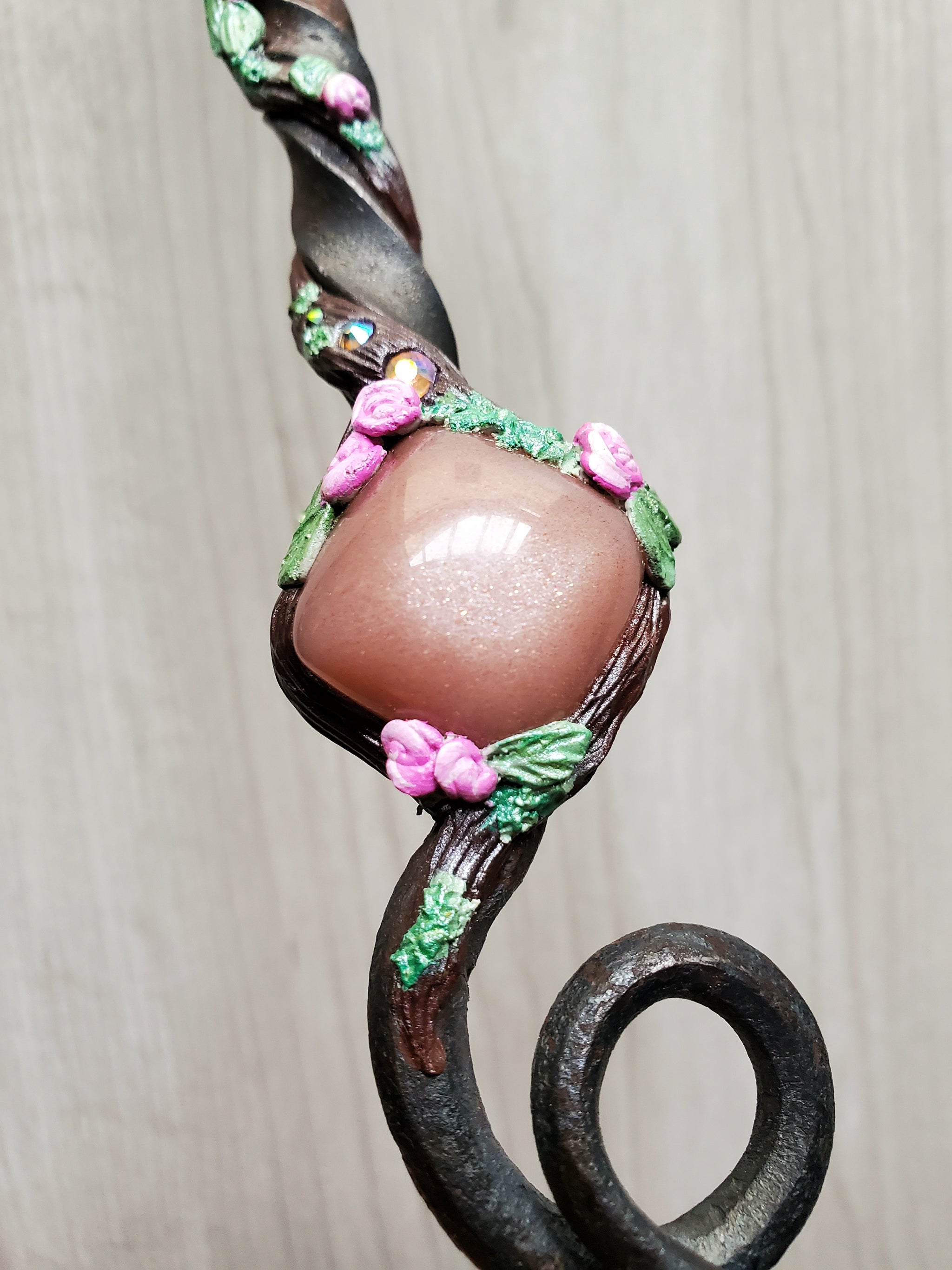 Peach Moonstone Crystal Wand | Mystic Earth x Volundr Forge