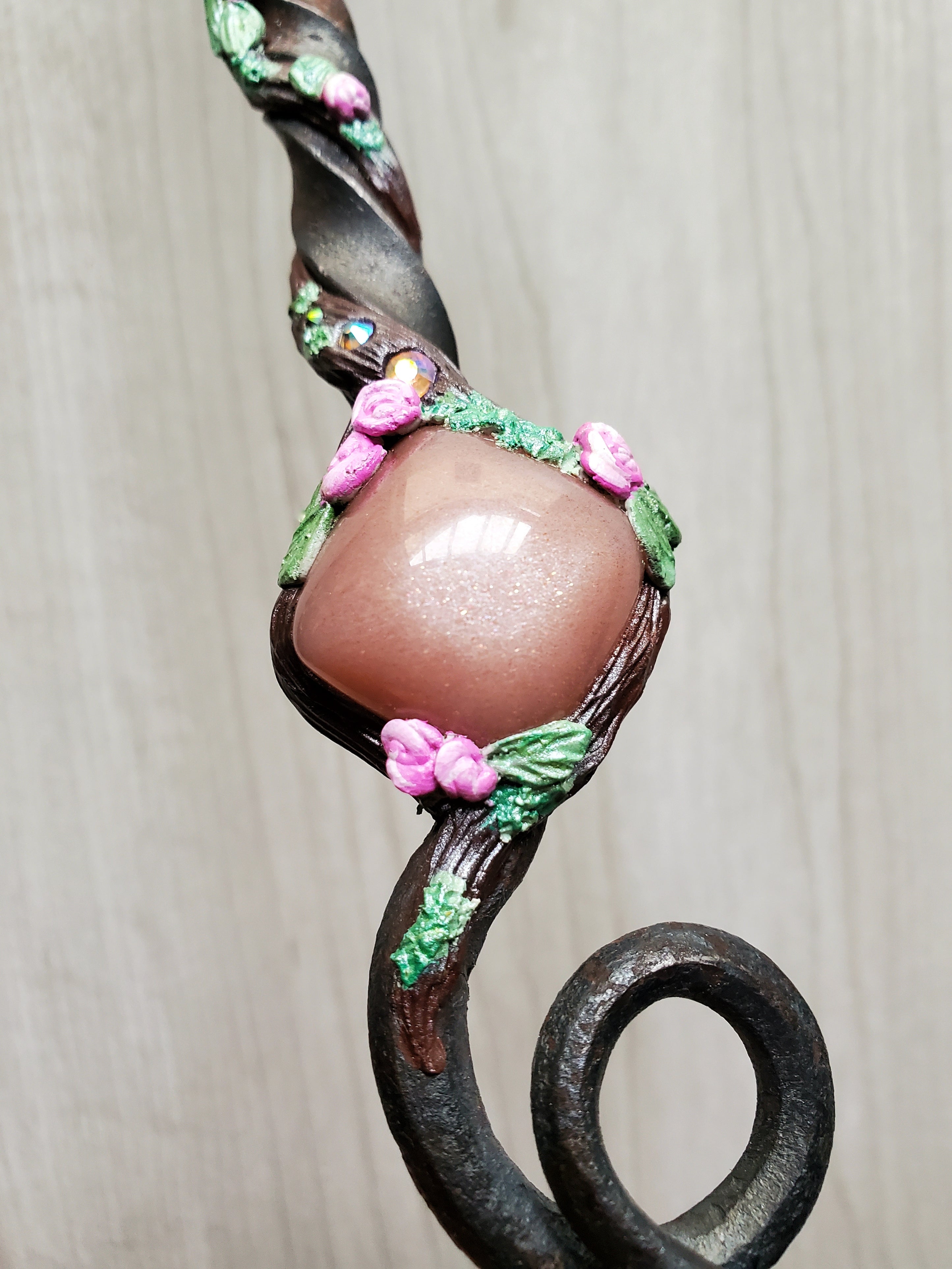 Peach Moonstone Crystal Wand | Mystic Earth x Volundr Forge